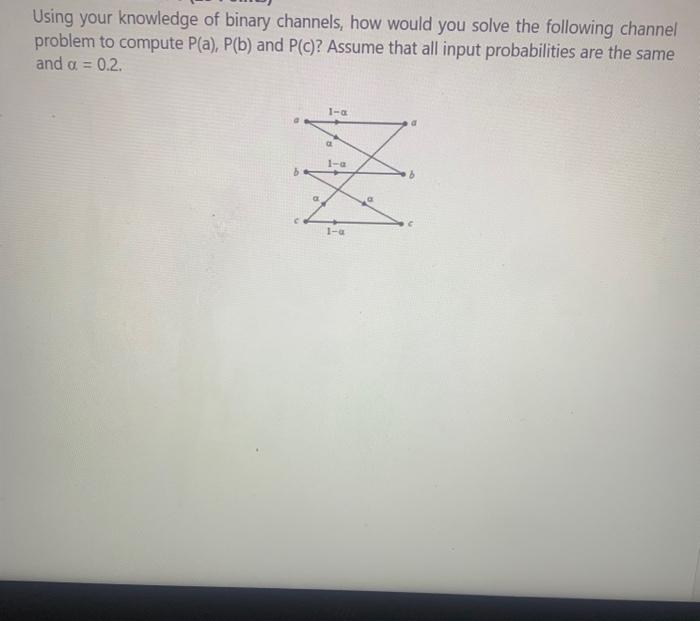 Solved Using your knowledge of binary channels, how would | Chegg.com