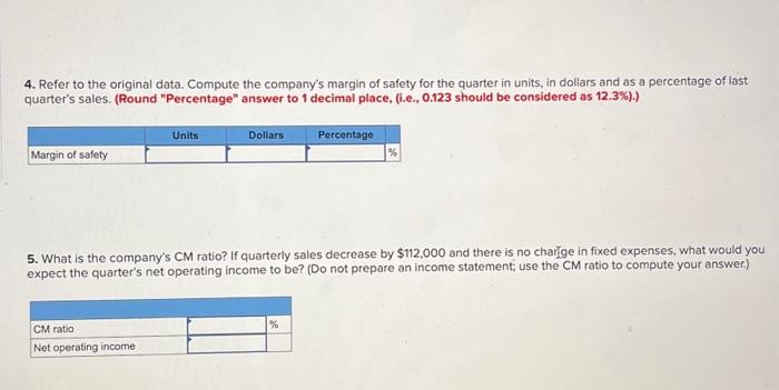 Solved Exercise 8-5 Calculating Break-Even Point, Target | Chegg.com