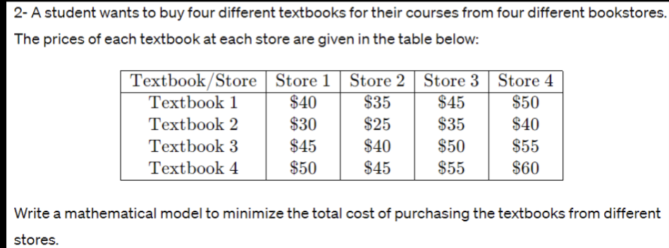 Solved 2- ﻿A student wants to buy four different textbooks | Chegg.com