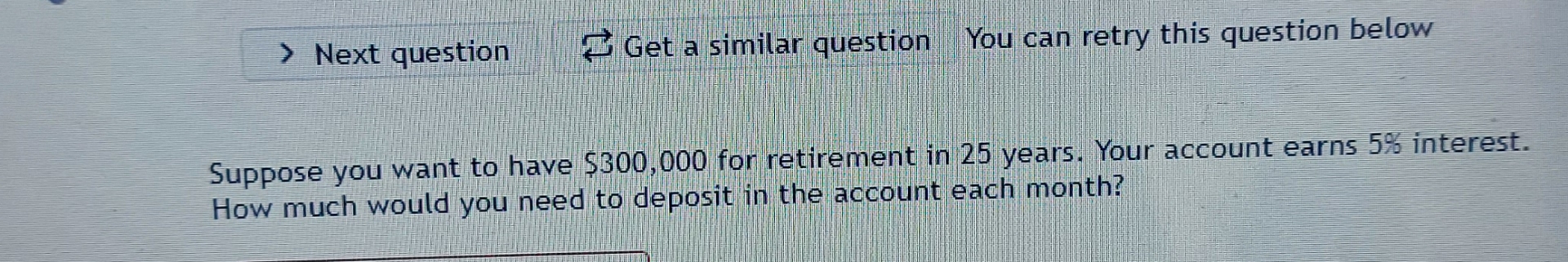 Solved Next question⇄Get a similar questionYou can retry | Chegg.com