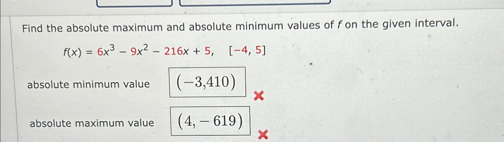 Solved Find the absolute maximum and absolute minimum values | Chegg.com