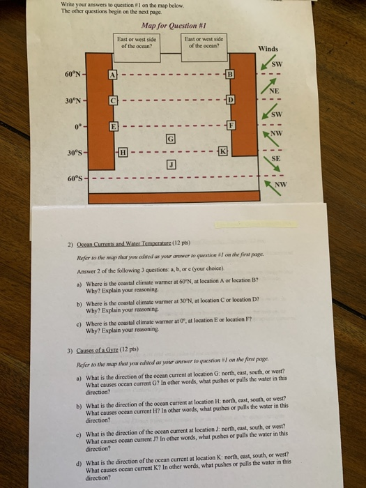Solved Write your answers to question #1 on the map below. | Chegg.com