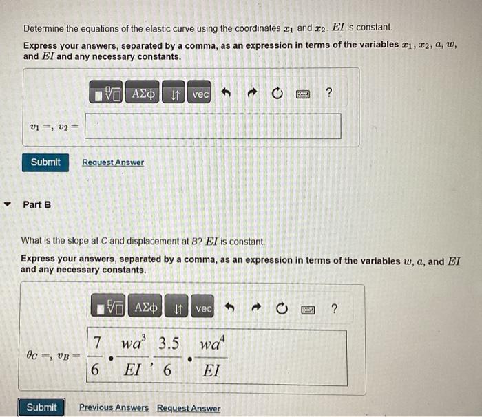 Solved Determine the equations of the elastic curve using | Chegg.com