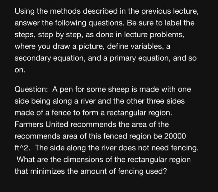 Solved Using the methods described in the previous lecture, | Chegg.com
