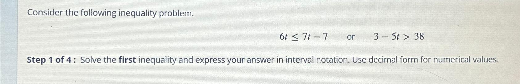 Solved Consider the following inequality | Chegg.com