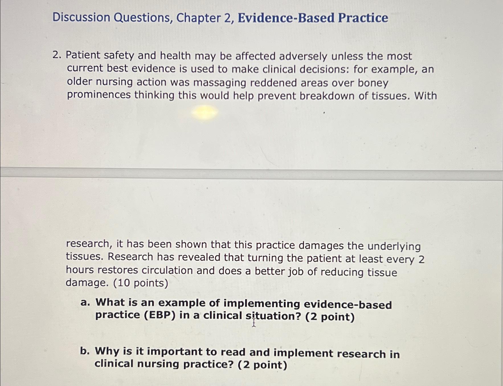 Solved Discussion Questions, Chapter 2, ﻿Evidence-Based | Chegg.com