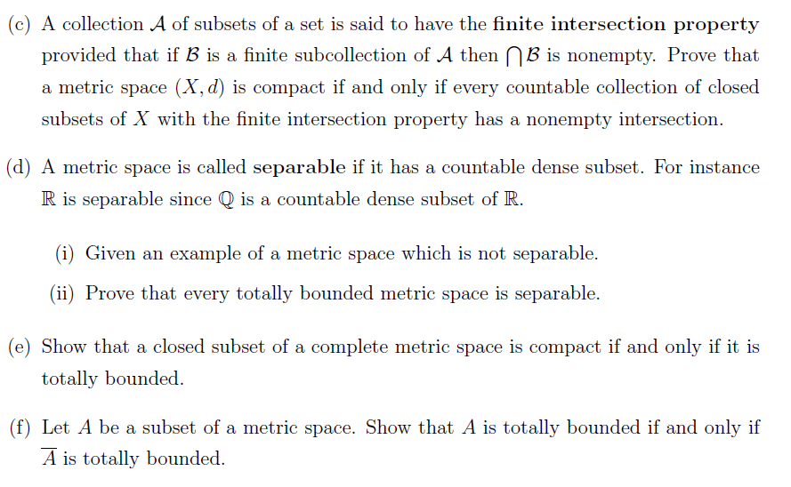 Solved (c) ﻿A collection A ﻿of subsets of a set is said to | Chegg.com