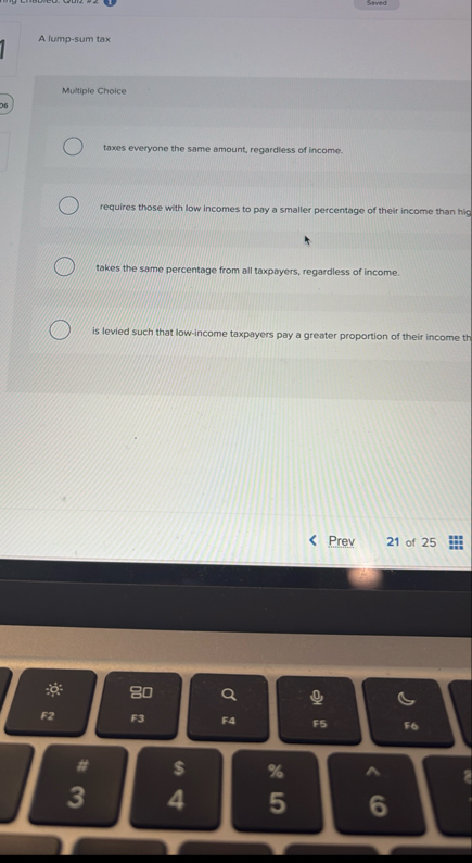 Solved A lump-sum taxMultiple Choice ﻿taxes everyone the | Chegg.com