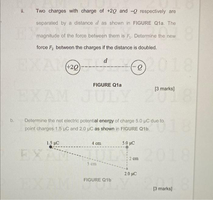 Solved ii. Two charges with charge of +2Q and −Q | Chegg.com