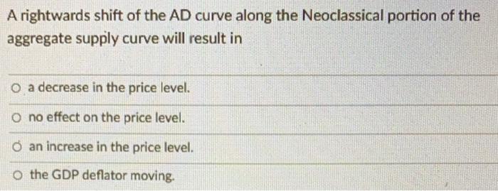 Solved A rightwards shift of the AD curve along the | Chegg.com
