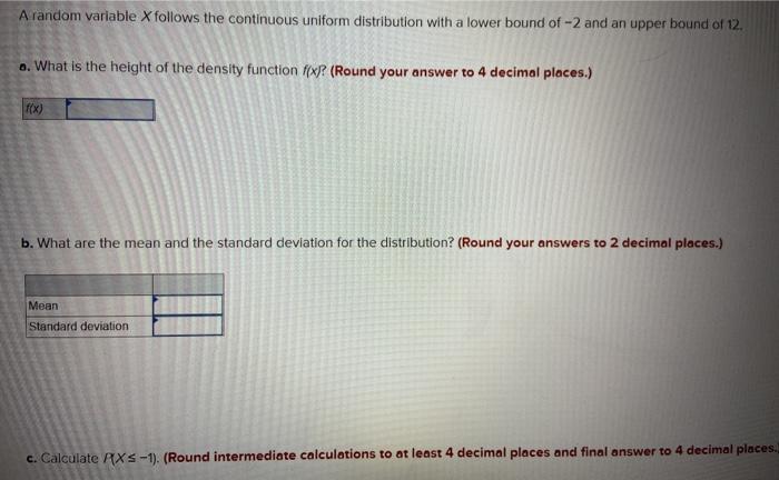 Solved A random variable Xfollows the continuous uniform | Chegg.com