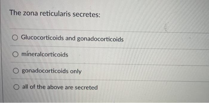 Solved The zona reticularis secretes: Glucocorticoids and | Chegg.com