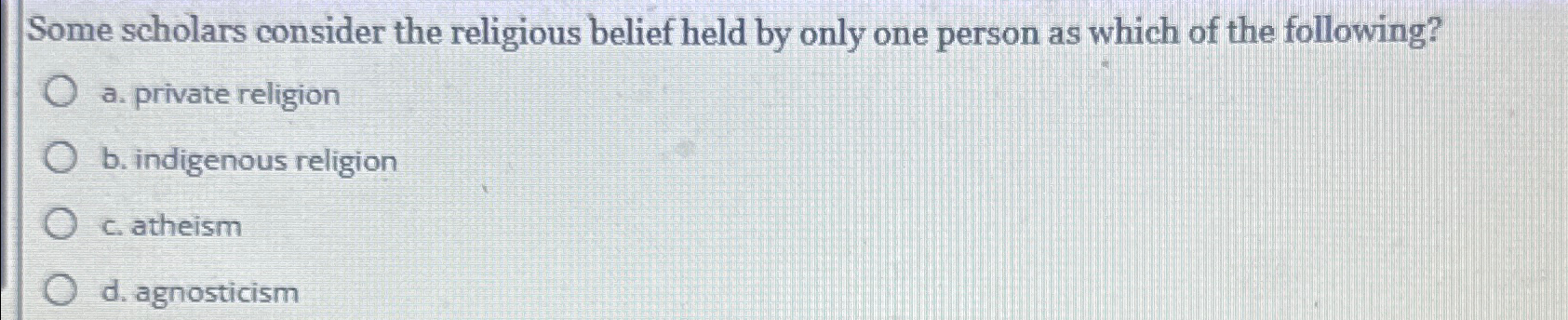 Solved Some scholars consider the religious belief held by | Chegg.com