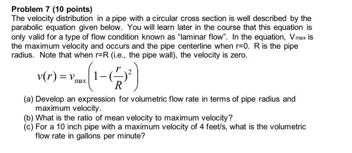 Solved Problem 7 (10 points) The velocity distribution in a | Chegg.com