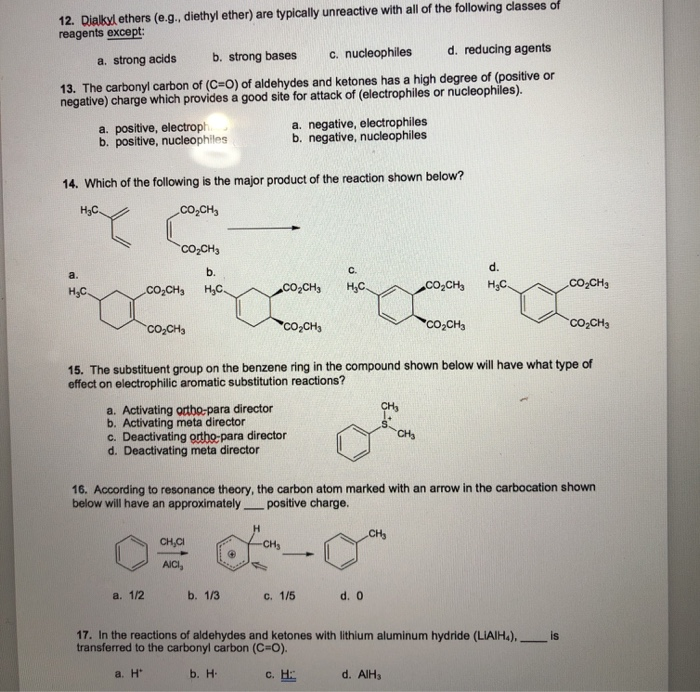 Solved 12. Dialkyl ethers (e.g., diethyl ether) are | Chegg.com