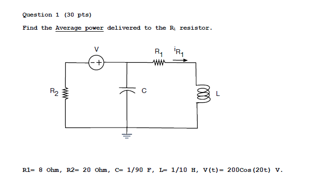 Solved Find the Average power delivered to the R1 ﻿resistor. | Chegg.com