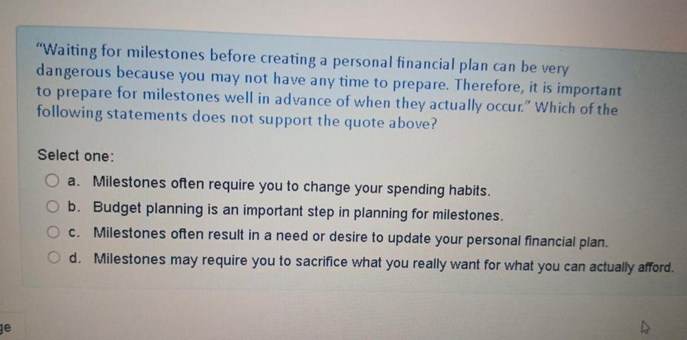 Solved "Waiting for milestones before creating a personal | Chegg.com