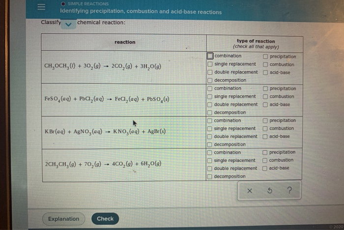 Solved O Simple Reactions E Identifying Precipitation