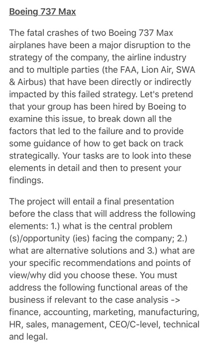 Boeing 737 Max The fatal crashes of two Boeing 737 | Chegg.com