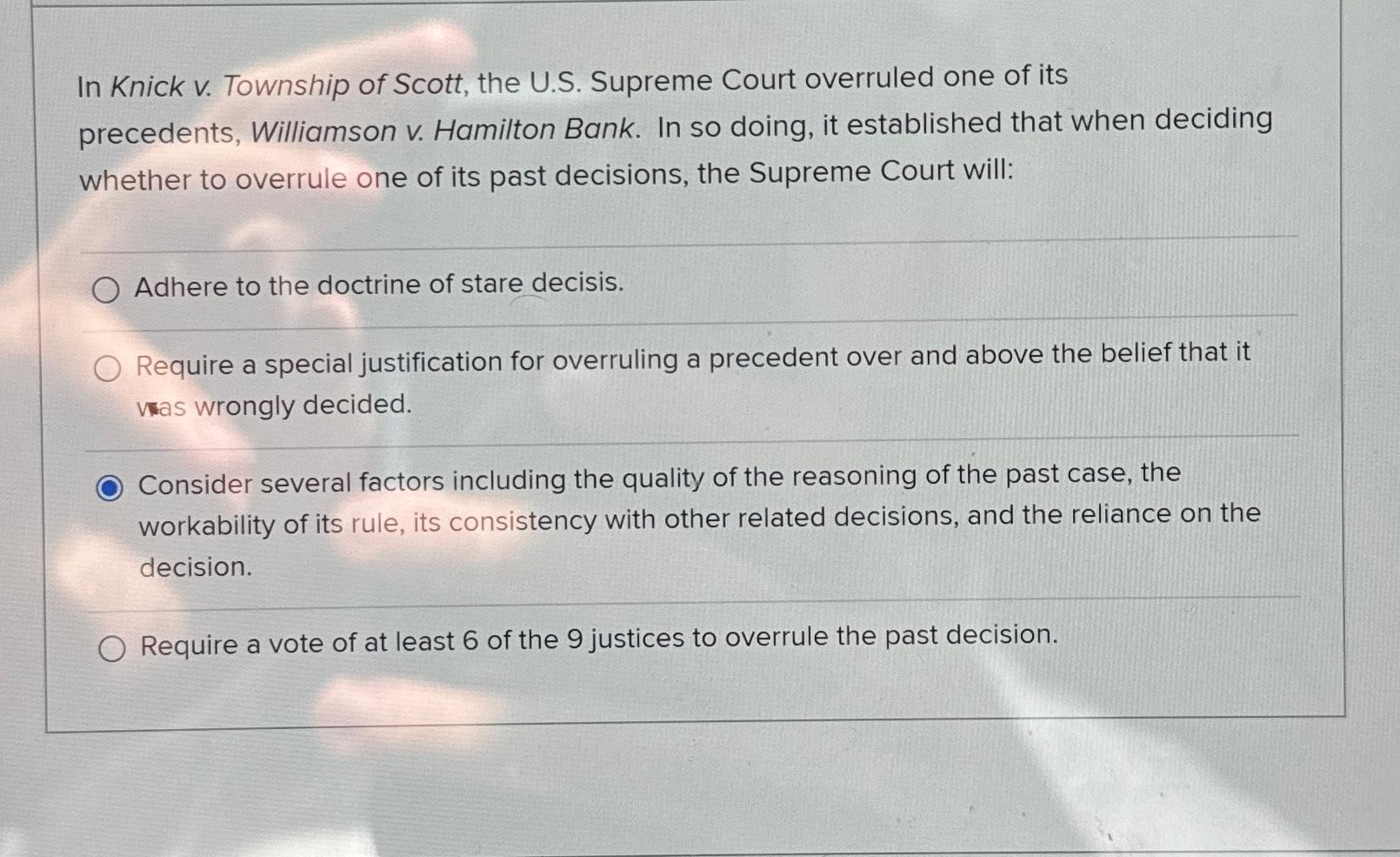 Solved In Knick v. ﻿Township of Scott, the U.S. ﻿Supreme | Chegg.com