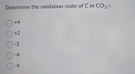 Solved Determine the oxidation state of C in | Chegg.com