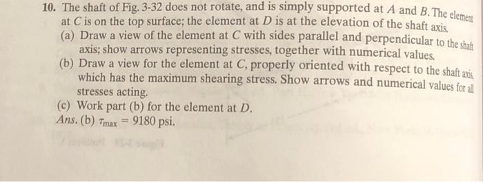 Solved 10. The shaft of Fig. 3-32 does not rotate, and is | Chegg.com