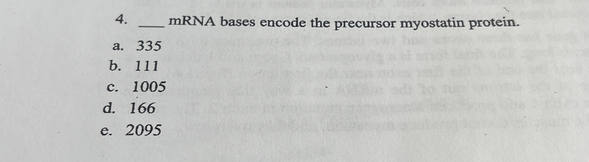 Solved mRNA bases encode the precursor myostatin | Chegg.com