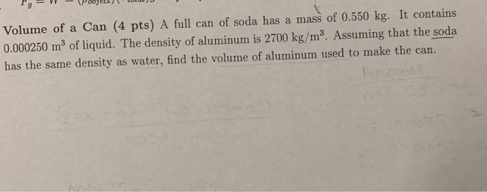 Solved Volume of a Can (4 pts) A full can of soda has a mass | Chegg.com