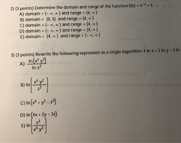 Solved R 2) (3 points) Determine the domain and range of the | Chegg.com