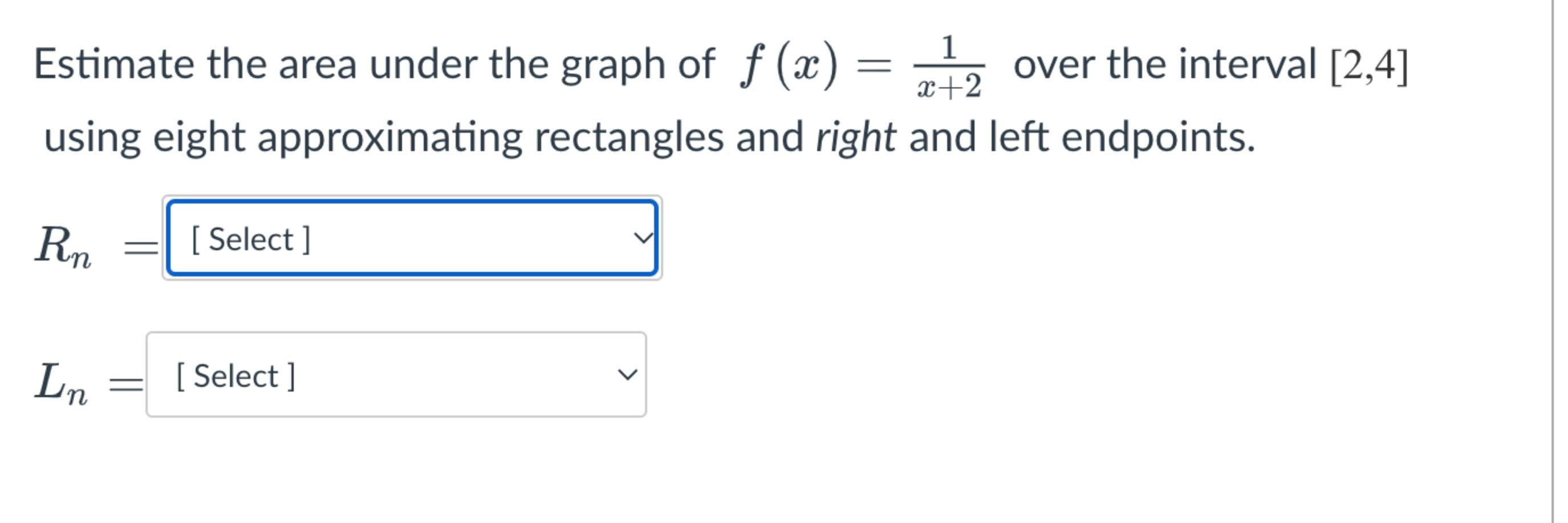 Solved Estimate the area under the graph of f(x)=1x+2 ﻿over | Chegg.com