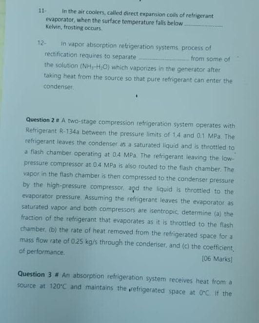 Solved 11- In the air coolers, called direct expansion coils | Chegg.com