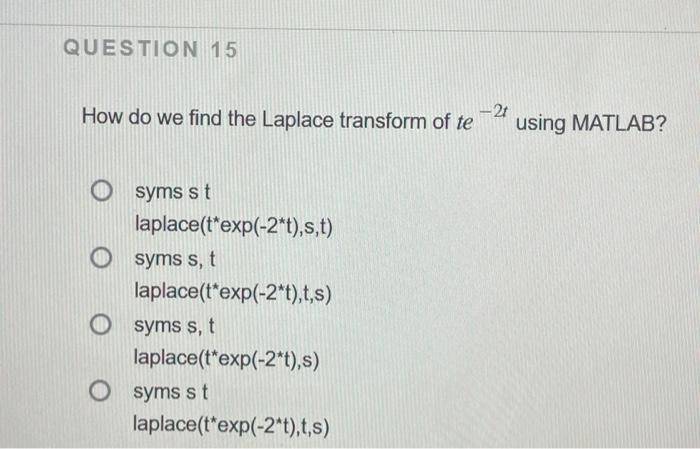 Solved How do we find the Laplace transform of te−2t using | Chegg.com