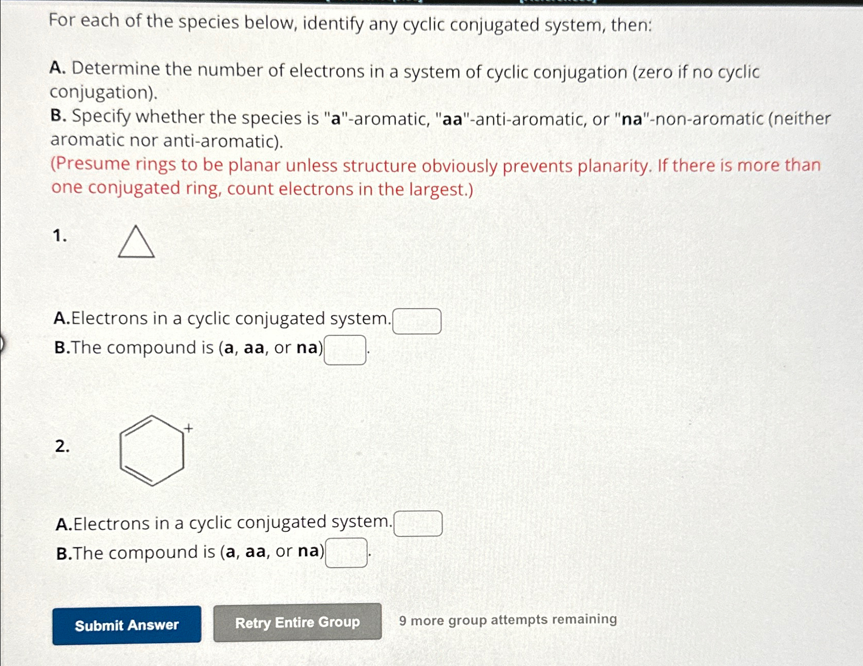 Solved For each of the species below, identify any cyclic | Chegg.com