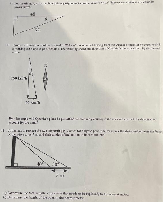 Solved 9. For the triangle, write the three primary | Chegg.com