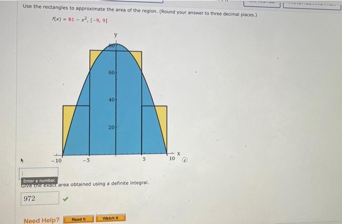 Solved use the rectangles to approximate the area of the | Chegg.com