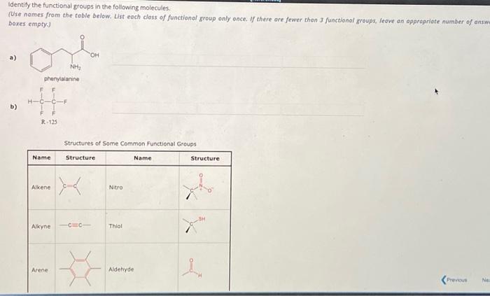 Solved Identify The Functional Groups In The Following 5127