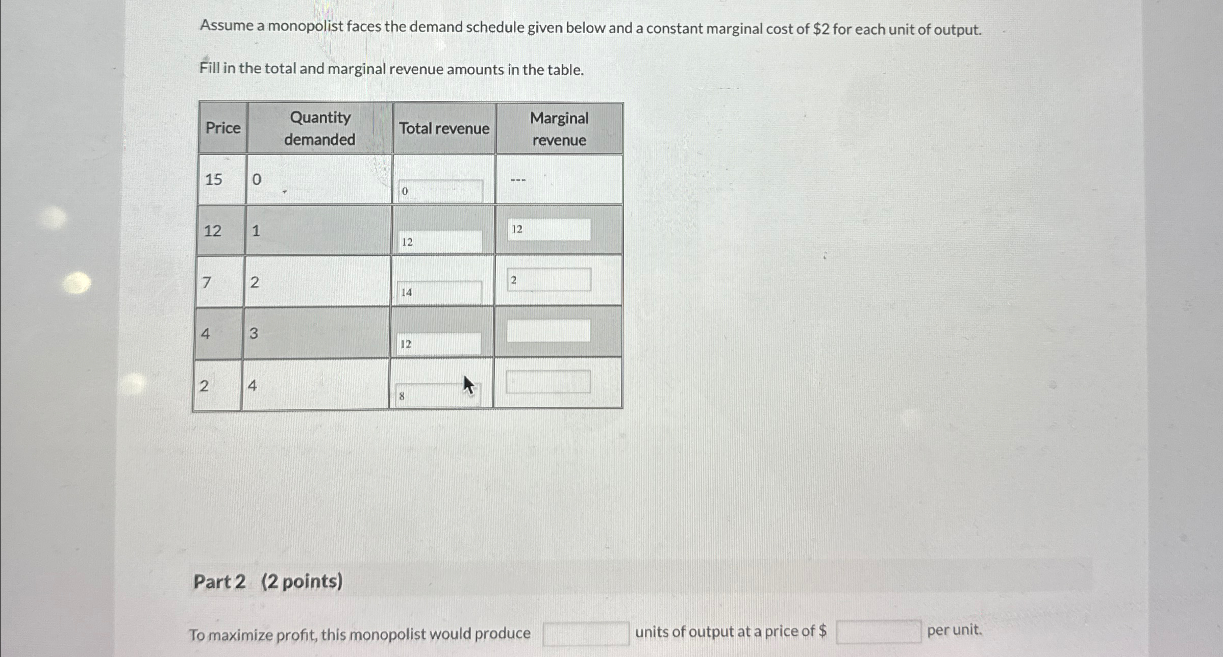 Solved Assume a monopolist faces the demand schedule given | Chegg.com