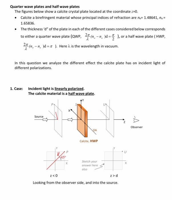 Solved Quarter wave plates and half wave plates The figures | Chegg.com