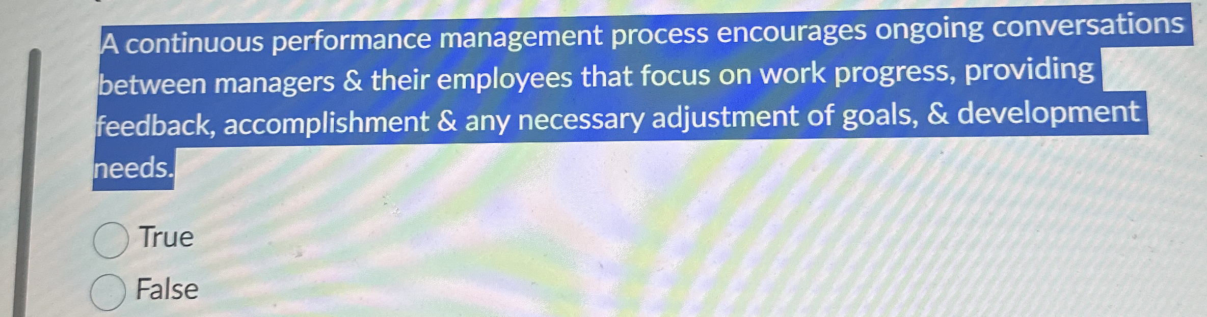 High Quality SOLUTION A continuous performance management process | Chegg.com