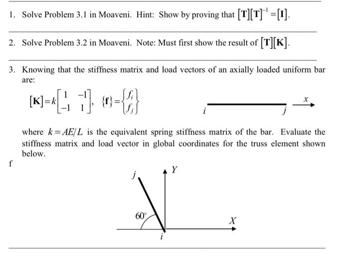 1. Solve Problem 3.1 in Moaveni. Hint: Show by | Chegg.com