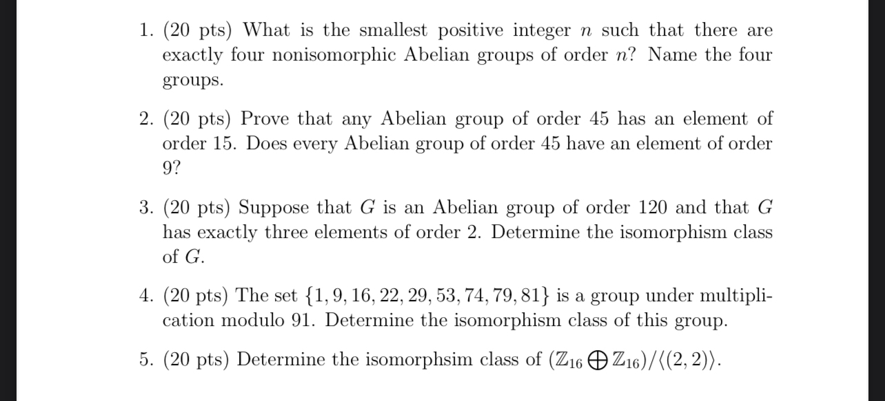 Solved (20 ﻿pts) ﻿What is the smallest positive integer n | Chegg.com