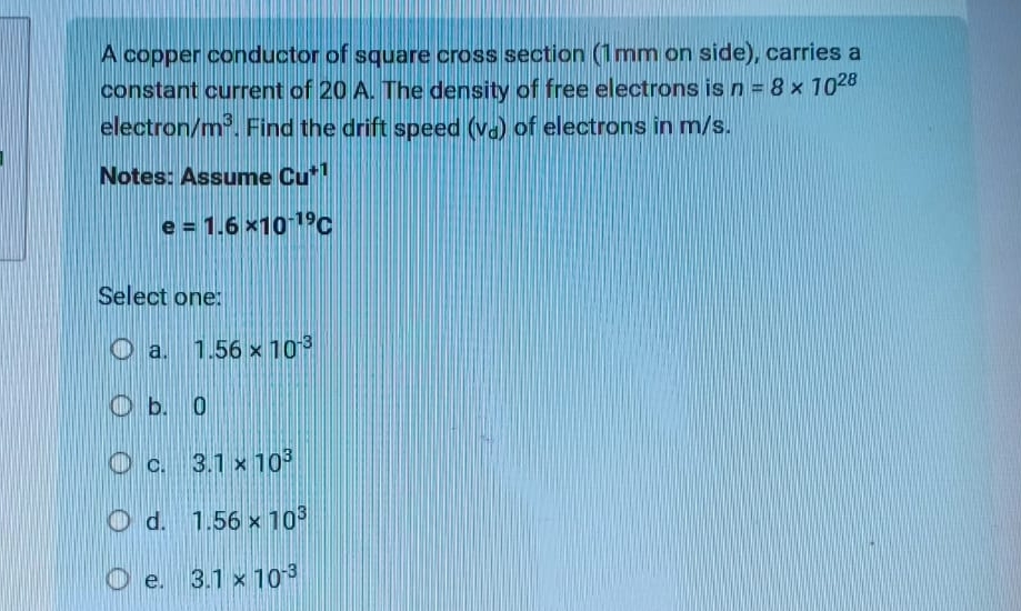 Solved A copper conductor of square cross section ( 1mm ﻿on | Chegg.com