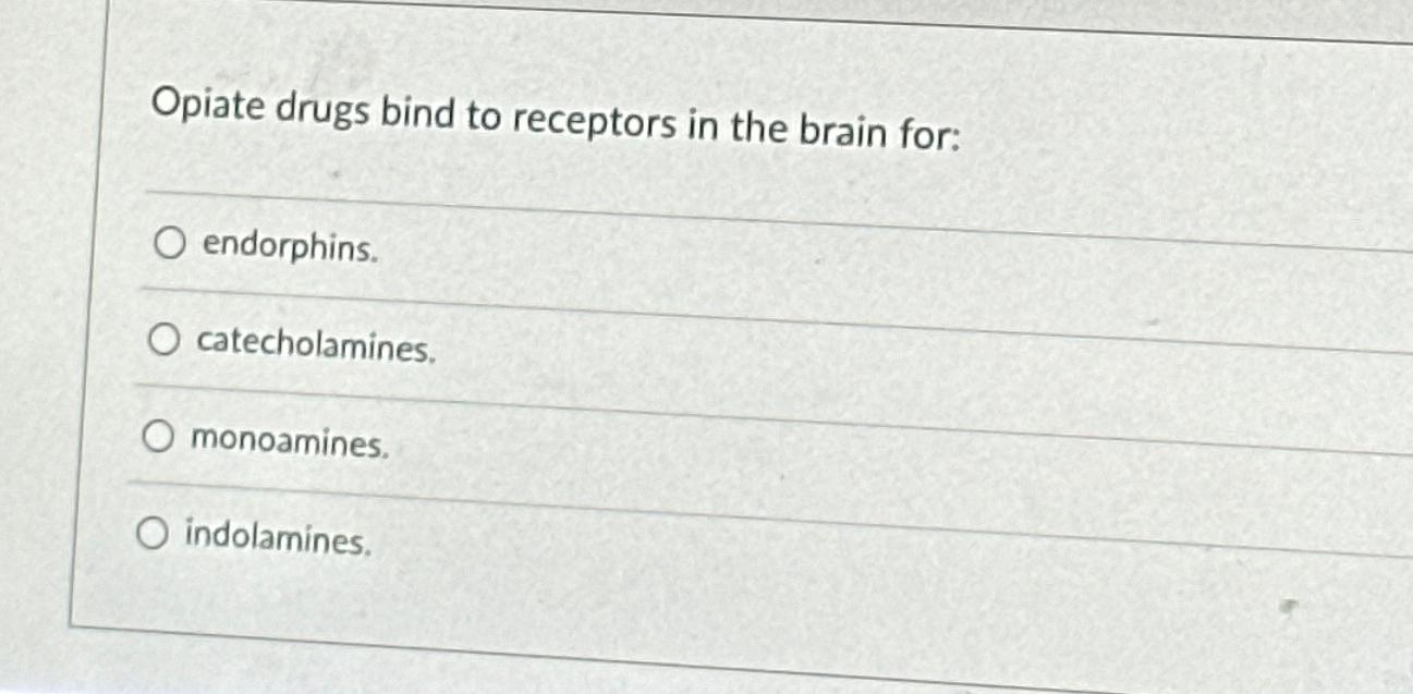 Solved Opiate drugs bind to receptors in the brain | Chegg.com