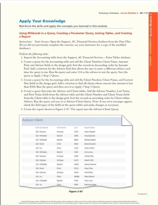 Querying Database Access Module 2 Ac2 53 Apply Your