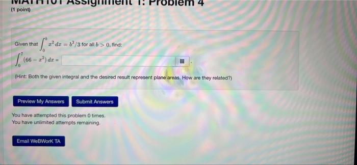 Solved MATH101 Assignment 1: Problem 4 (t point) | Chegg.com