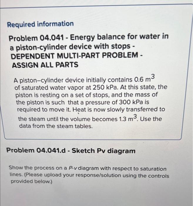 Solved Required information Problem 04.041 - Energy balance | Chegg.com