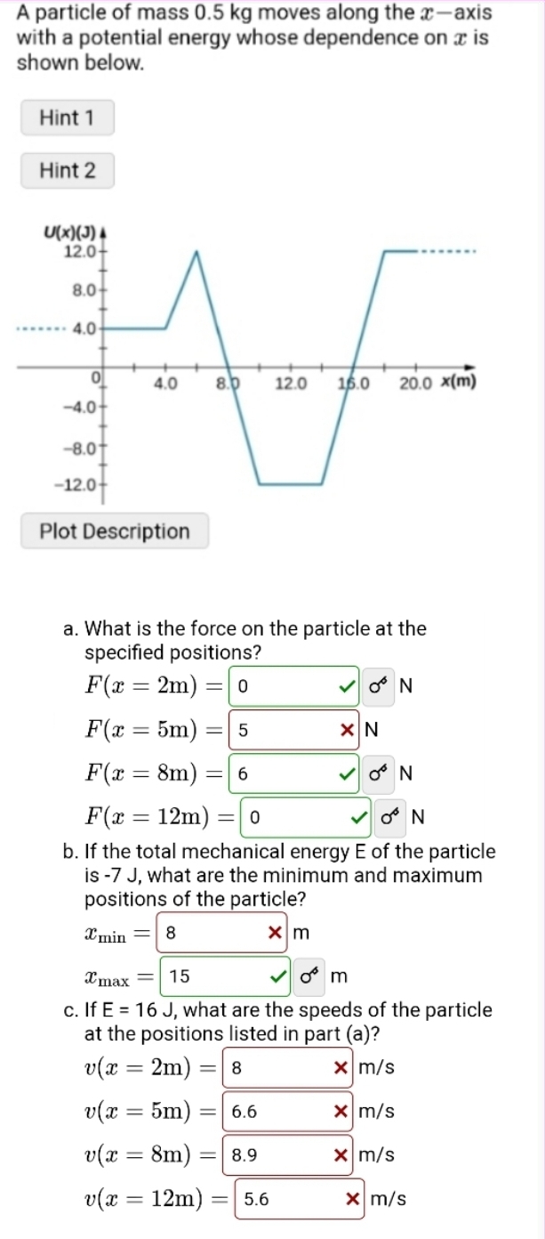 Solved A particle of mass 0.5kg ﻿moves along the x-axis with | Chegg.com