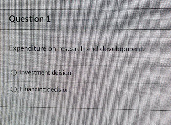Solved Expenditure on research and development. Investment | Chegg.com