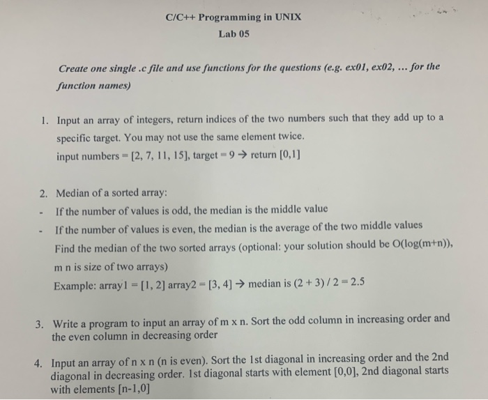 Solved Cc Programming In Unix Lab 05 Create One Singlec