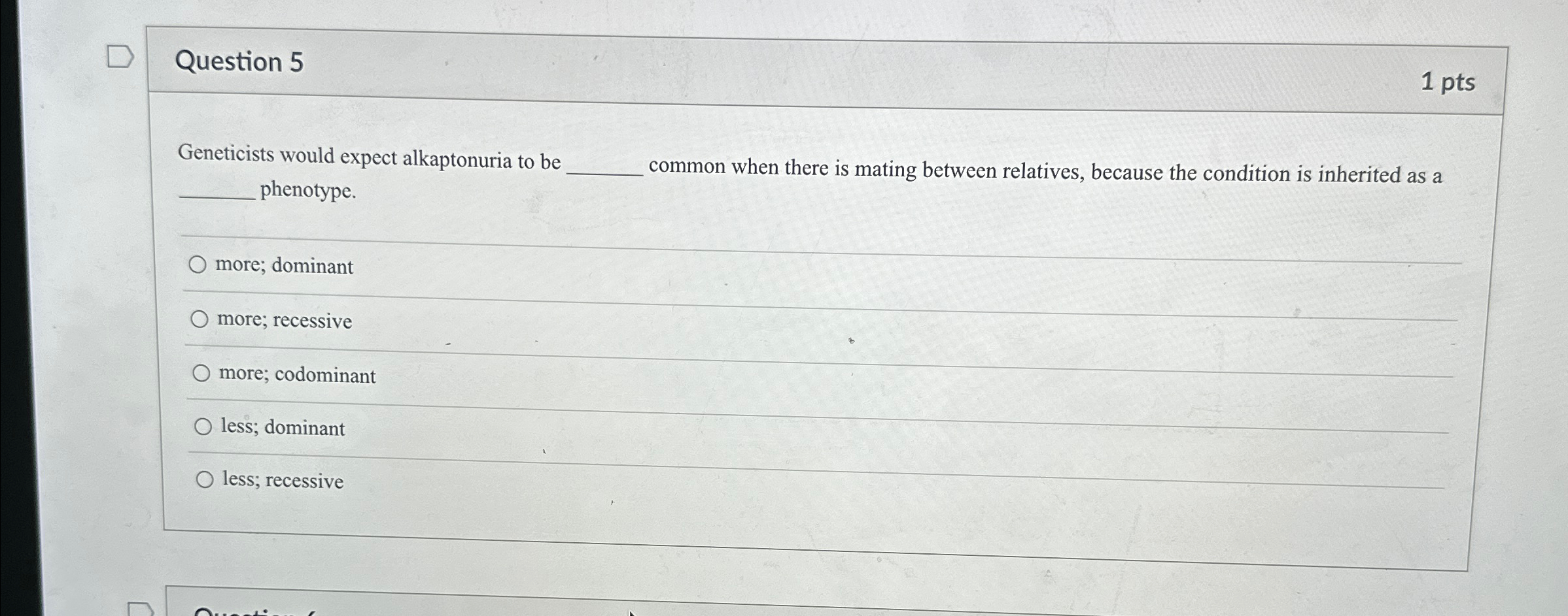 Solved Question 51 ﻿ptsGeneticists would expect alkaptonuria | Chegg.com